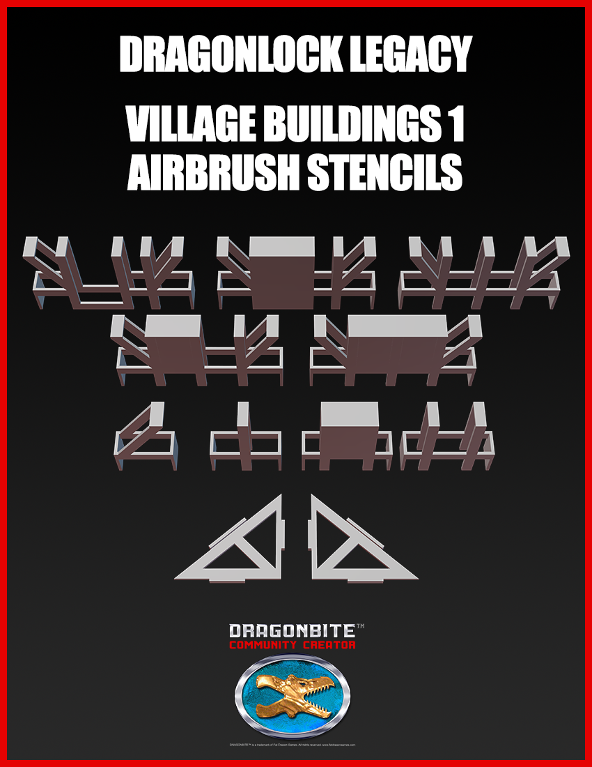 DRAGONLOCK Legacy Village Buildings 1 Airbrush Stencils - Fat Dragon ...